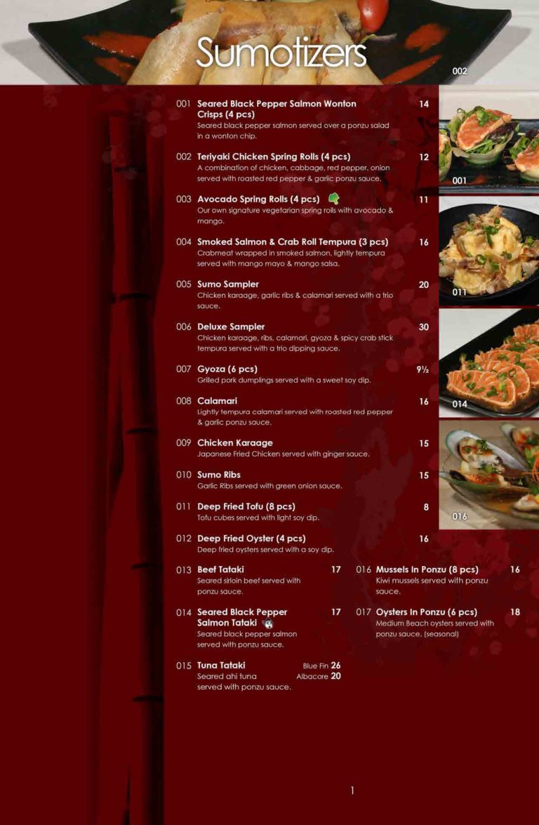 Main Menu – Sumo Sumo Sushi & Bar Grill